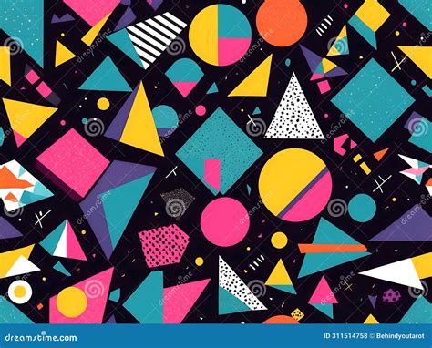 A Flat Illustration Of A Repeating Geometric Pattern With A Variety Of Bright Colors Against A