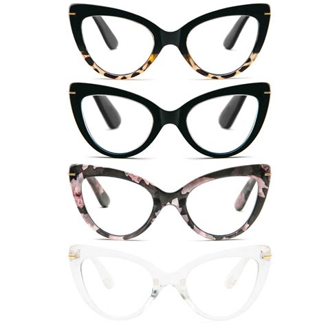 Mmoww Cat Eye Reading Glasses For Women Fashion Cute Blue Light