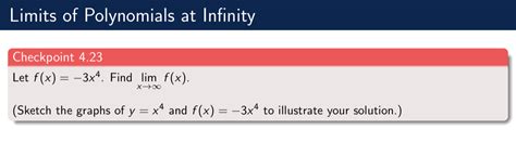 Solved Limits Of Polynomials At Infinitycheckpoint 423let