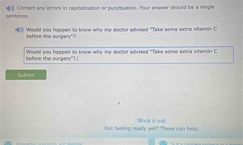 Solved Correct Any Errors In Capitalization Or Punctuation Your