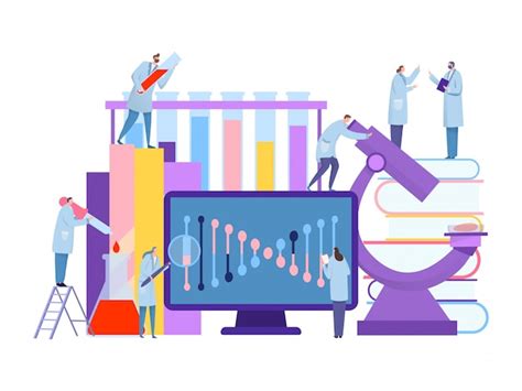 Premium Vector Genetic Science Laboratory Concept Nucleotide Research Illustration Doctors