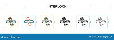 Interlock Vector Icon In 6 Different Modern Styles Black Two Colored Interlock Icons Designed