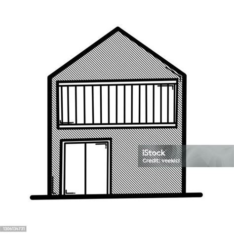 Rumah Bangunan Doodle Vektor Ikon Gambar Ilustrasi Sketsa Garis Gambar