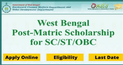 Sc St Obc এর জন্য পশ্চিমবঙ্গ পোস্ট ম্যাট্রিক বৃত্তি West Bengal Post