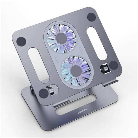 ستاند لحمل اللابتوب قابل للتعديل ومراوح تبريد مزدوجة من Porodo الابداع