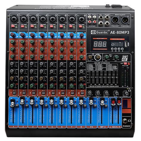 Audio Mixer 8 Channels With 256 DSP Effects 7 Band Reverb