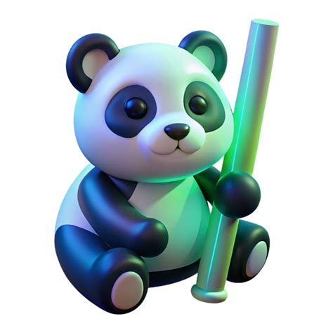 Cute Panda 3d Render With Stick 55665716 Png