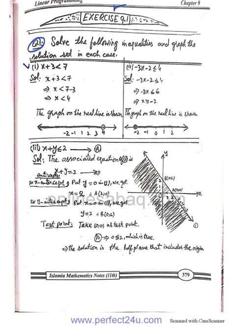 Cha 9 Linear Programming Mathematics 1st Year Class 11 Islamia Notes