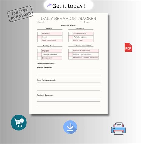 Daily Behavior Tracker Etsy