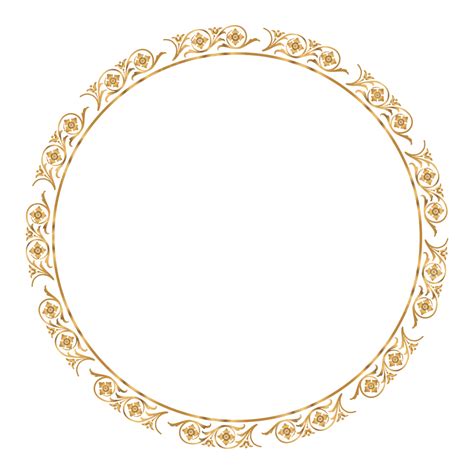 Marco De Círculo Dorado Con Diseño De Adorno Vintage Floral De Lujo Png