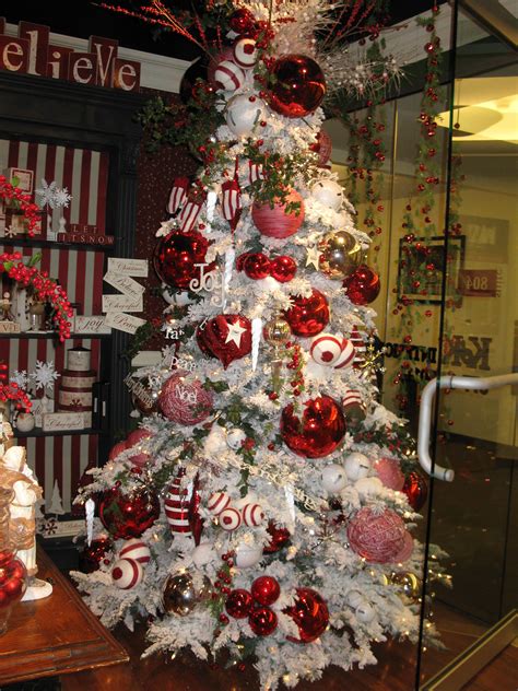 Flocked Christmas Tree With Oversized Ornaments