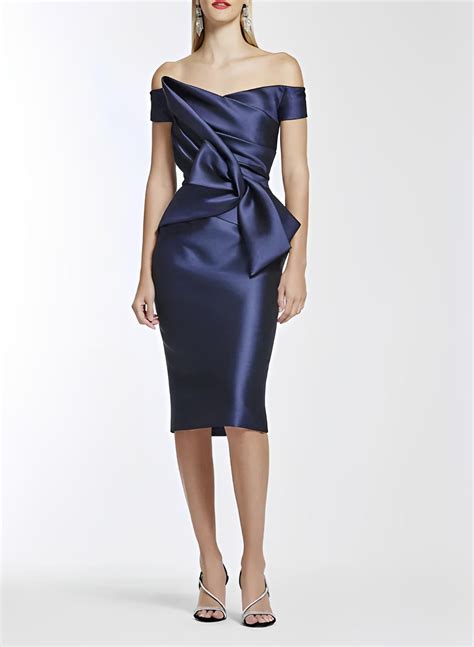 Sheath Off The Shoulder Sleeveless Knee Length Satin Cocktail And Party