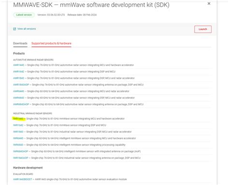 IWR1443BOOST Not Supported In Mmwave Sdk 03 06 02 00 LTS Sensors