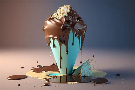 Premium Ai Image A 3d Rendering Of A Milkshake With Chocolate And Nuts