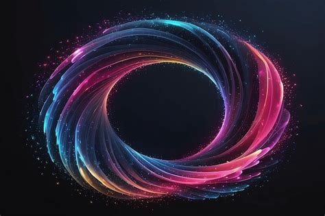 Premium Photo Abstract Circle Wave With Moving Dots Flow Of Particles Cyber Technology