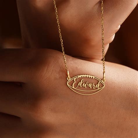 Football Name Necklace Custom Gold Football Necklace Personalized