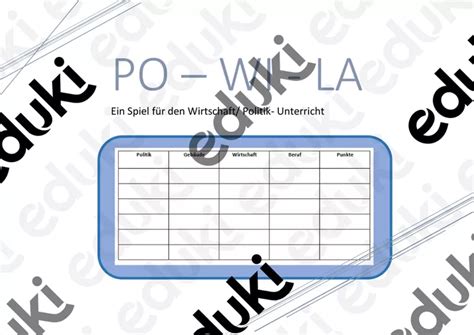Po Wi La Spiel Für Den Wipo Unterricht Unterrichtsmaterial In Den