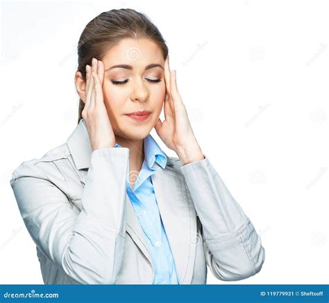Woman Headache Portrait White Background Stock Image Image Of Sick