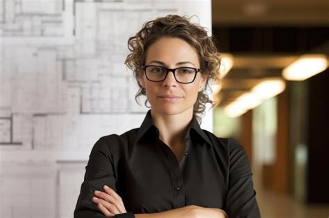 Premium Ai Image Female Architect 40 Years Old Wearing A Professional Outfit Holding A