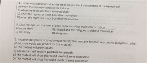 Solved R4 Under What Conditions Does The Trp Repressor
