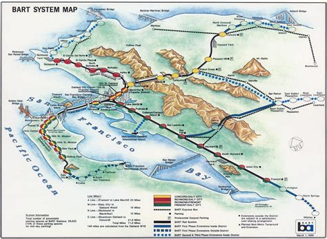 Transit Maps Historical Map Bart System Map And Planned Extensions March 1 1989