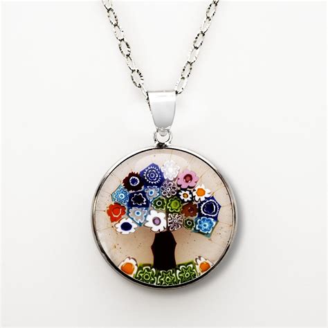 Jewish Jewelry Tree Of Life Pendant Murano Glass