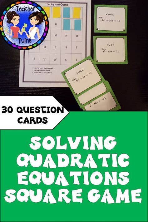 Solving Quadratic Equations Square Game Solving Quadratic Equations Equations Quadratics