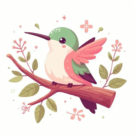 Premium Vector Cute Hummingbird Cartoon Vector On White Background
