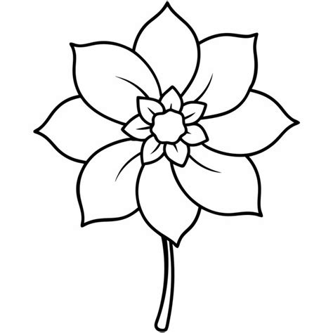 Un Dibujo De Una Flor Con Una Flor Grande En Ella Vector Premium