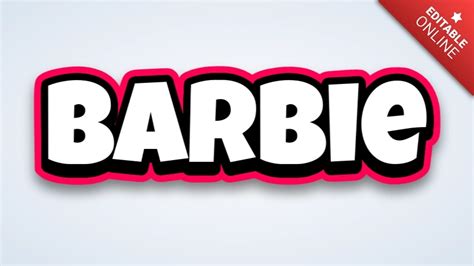 Barbie With Pink Outline And 3d Projection Text Effect Generator