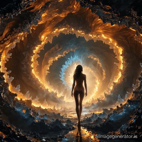 Futuristic Metallic Cave Infinite Mandelbrot SapphireGold Fractals With