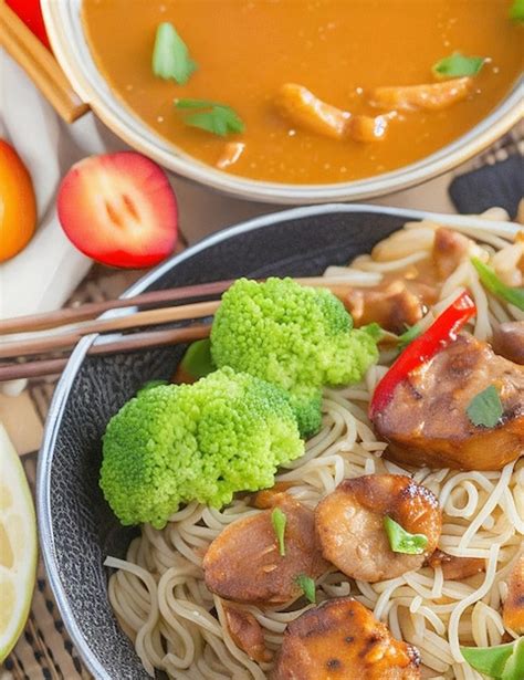 Premium Ai Image Close Up On Delicious Asian Food