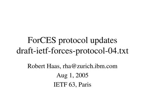 Ppt Forces Protocol Updates Draft Ietf Forces Protocol Txt