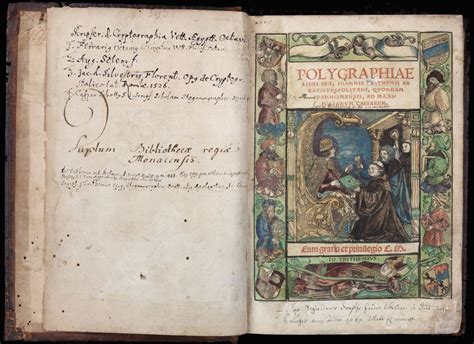 The First Printed Work On Cryptography Woodcut Title Pages In Cont