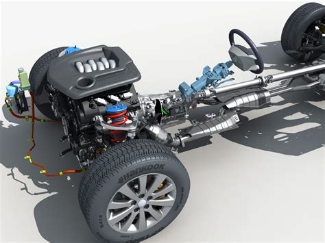 Car Frame With Chassis Engine 02 3d Model Cgtrader