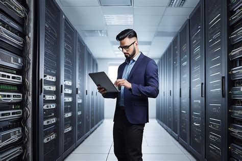 premium photo engineer working server room internet network