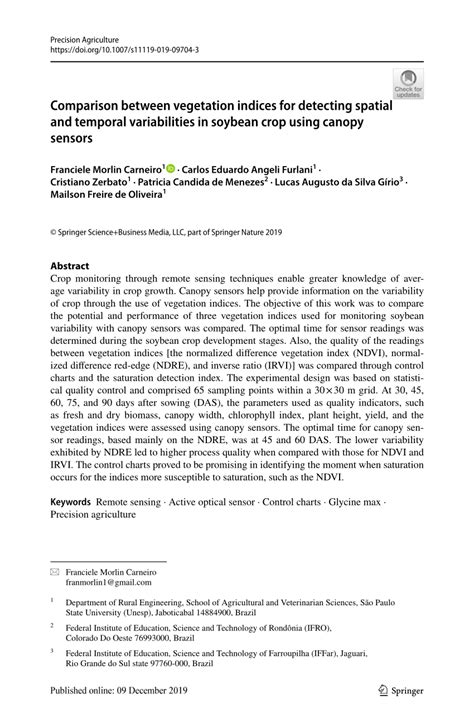 Pdf Comparison Between Vegetation Indices For Detecting Spatial And