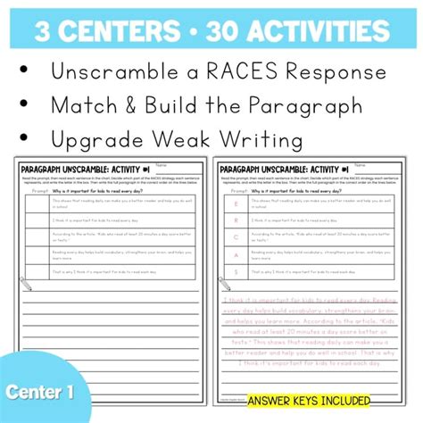 Races Writing Strategy Practice Print And Go Ela Centers For Grades 2 5