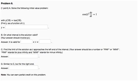 Solved Problem 6 1 Point A Solve The Following Initial