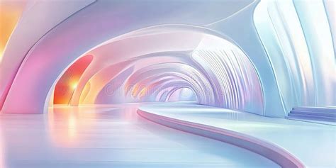Futuristic Abstract Interior With Soft Pastel Colors And Smooth Curves Stock Image Image Of