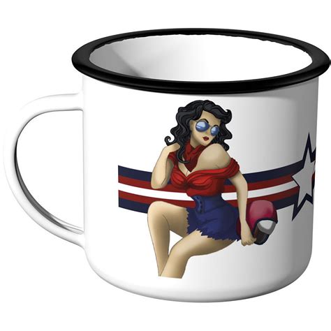 Juniwords Emaille Tasse Biker Pin Up