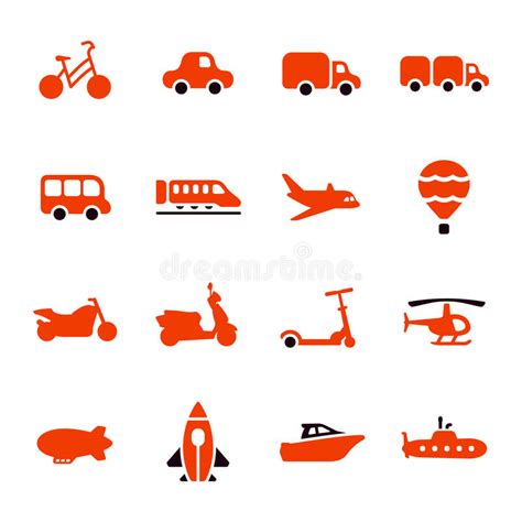 Insieme Dell Icona Del Trasporto Illustrazione Vettoriale