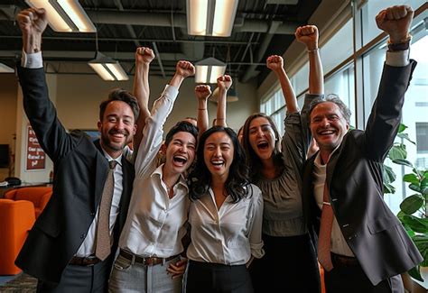 Premium Photo Team Of Professionals Celebrating Success