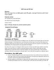 AND Gate And OR Gate Lab Docx AND Gate And OR Gate Objective Test The Logic For An AND Gate
