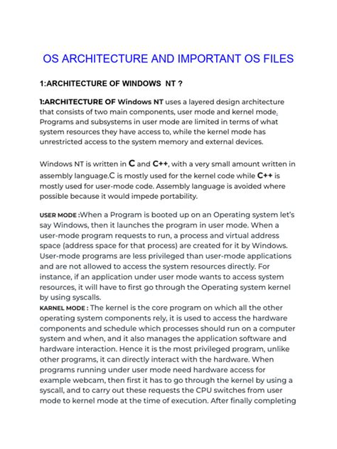 Os Architecture And Important Os Files Pdf