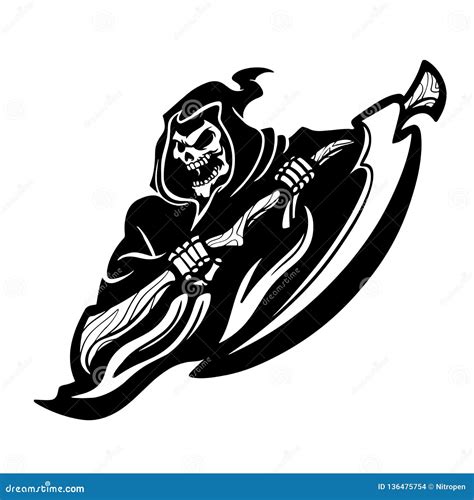 Grim Reaper Vector Tattoo Stock Vector Illustration Of Bone 136475754