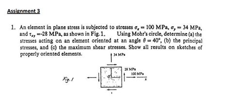 solved 1 an element in plane stress is subjected to
