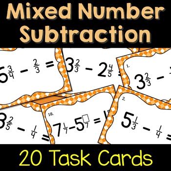Subtracting Mixed Numbers Task Cards By Hello Learning TPT