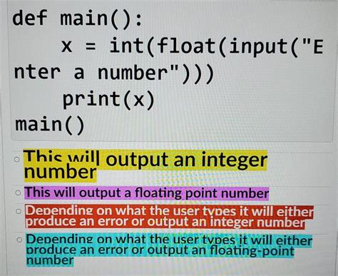solved def main x int float input e nter a number
