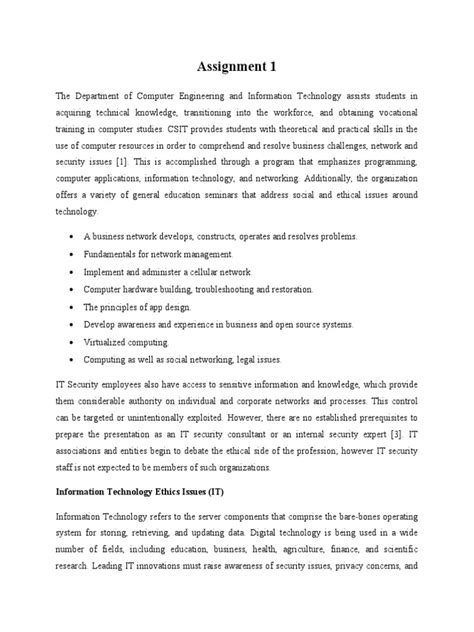 Assignment 1 Information Technology Ethics Issues It Descargar Gratis Pdf Copyright